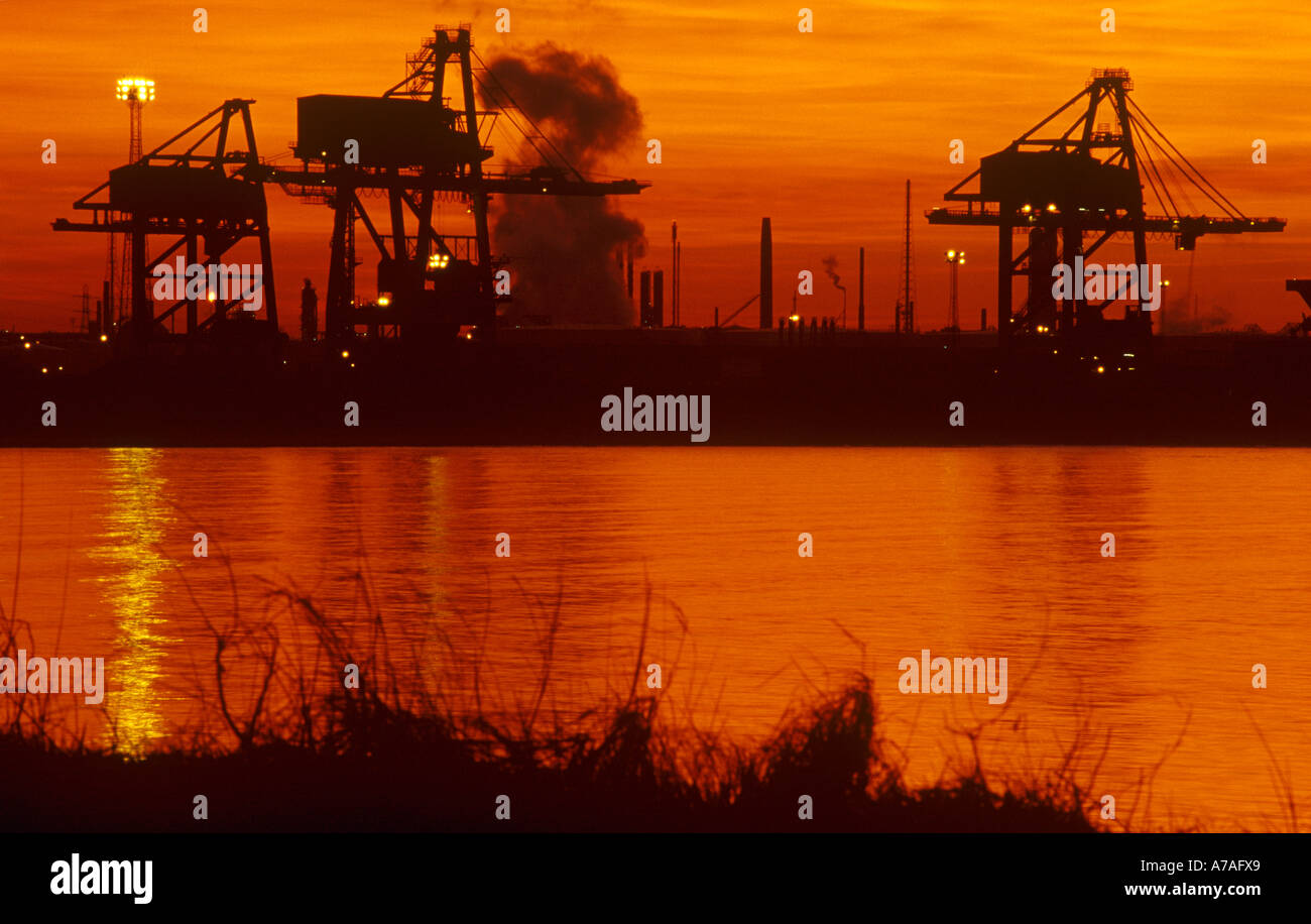 Cranes at River Tees Estuary Redcar Corus Steel Works, Cleveland ...