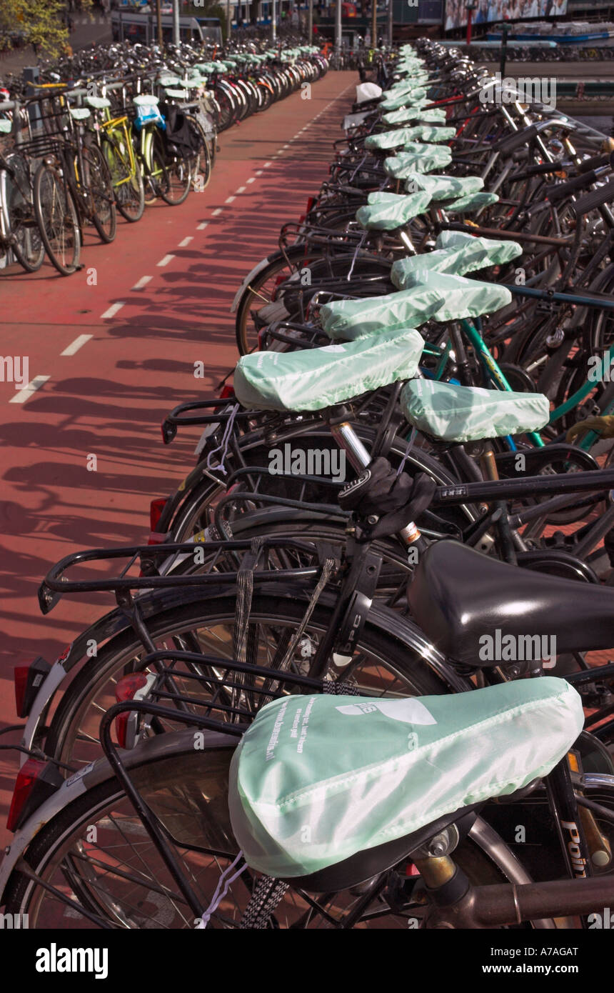 Hundreds of bikes parked in a multi storey bike park by the central ...