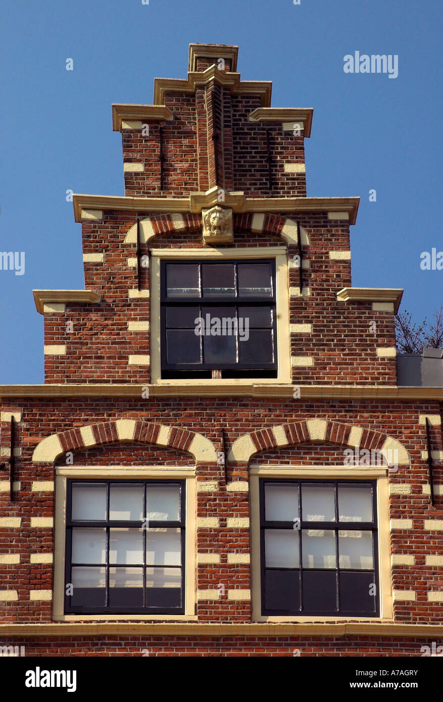 Detail of traditional dutch buildings surrounding the market square in ...