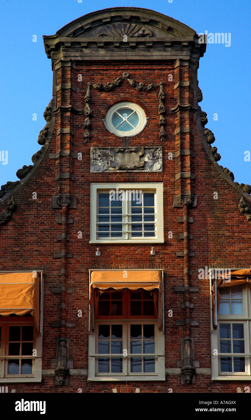 Detail of traditional dutch buildings surrounding the market square in ...