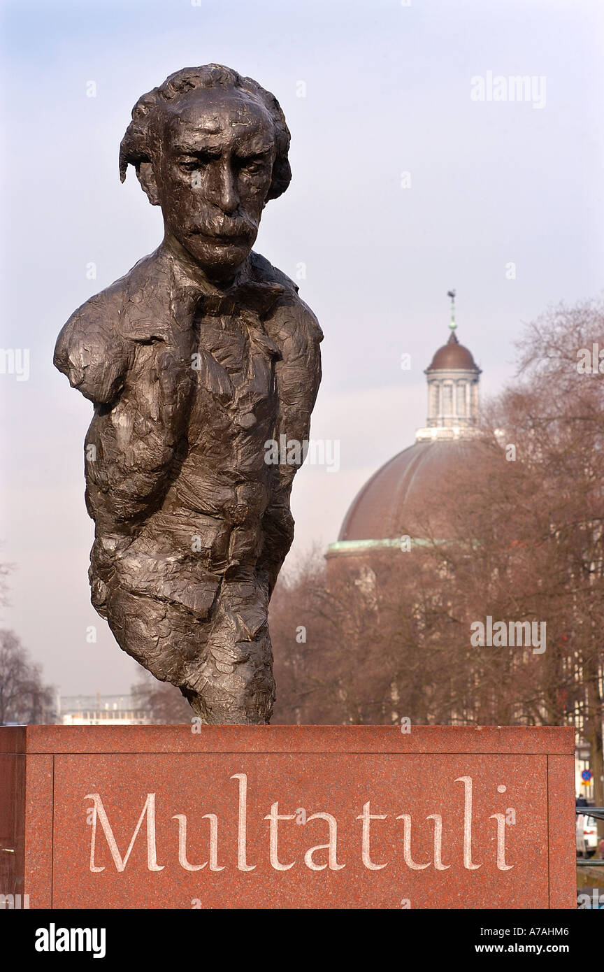 The statue of the Dutch writer Multatuli on the Singel in Amsterdam ...
