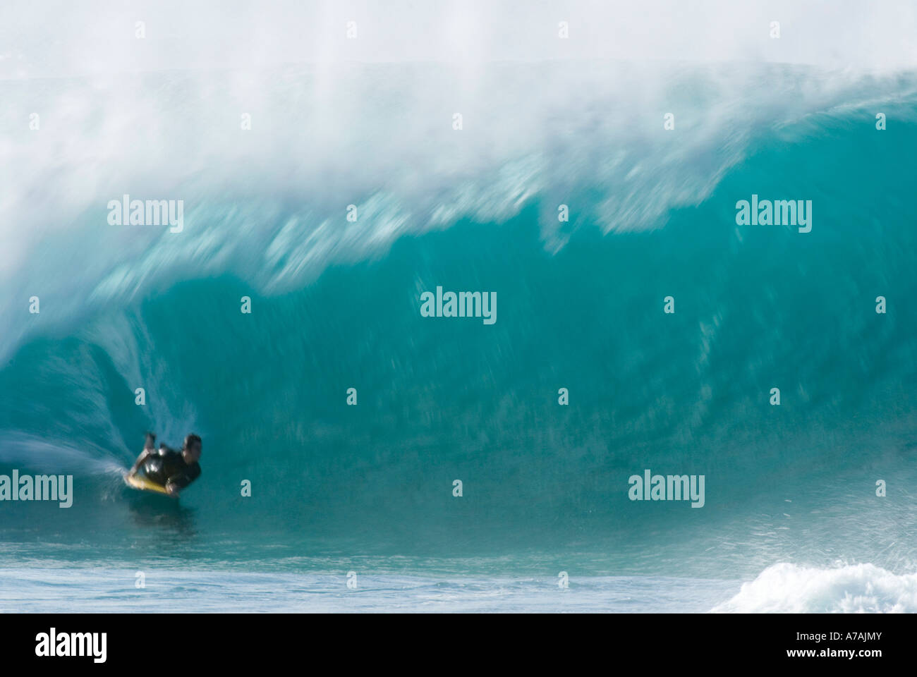 Bodyboarding at Pipeline, North Shore, Oahu, Hawaii Stock Photo - Alamy