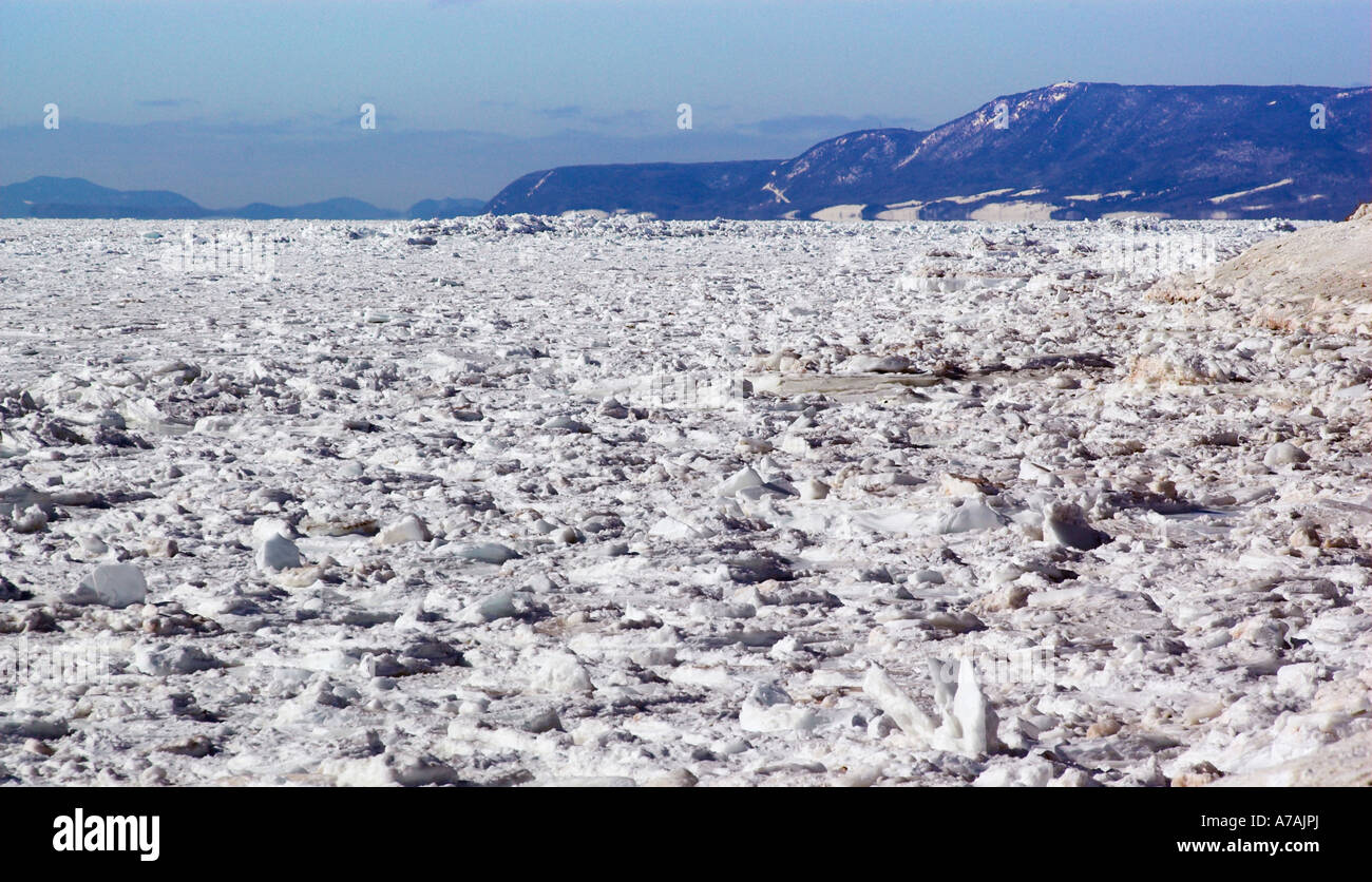 The frozen sea at Caplan in Quebec Stock Photo - Alamy