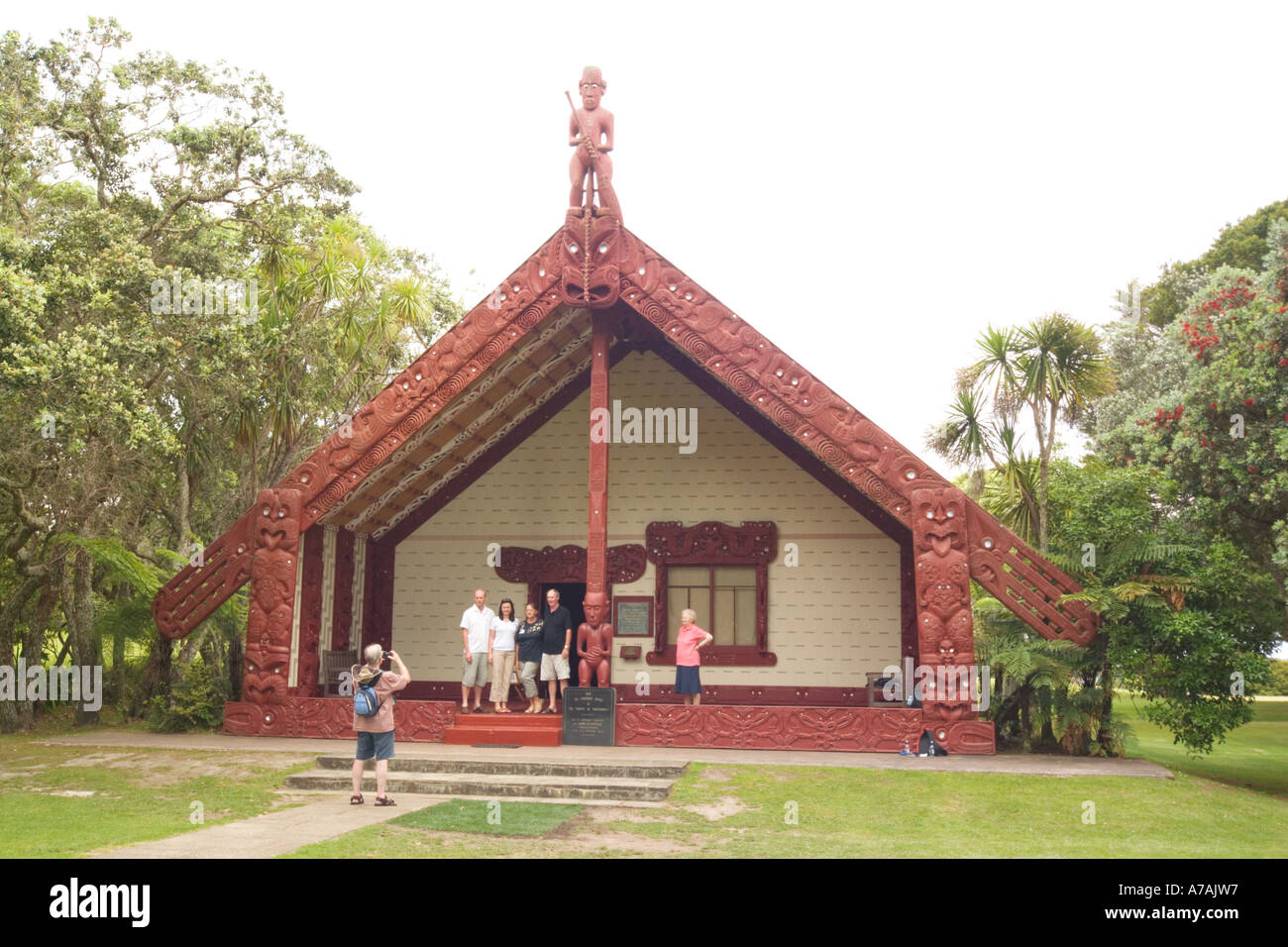 New Zealand Waitangi treaty house and grounds Whare Runanga Maori ...