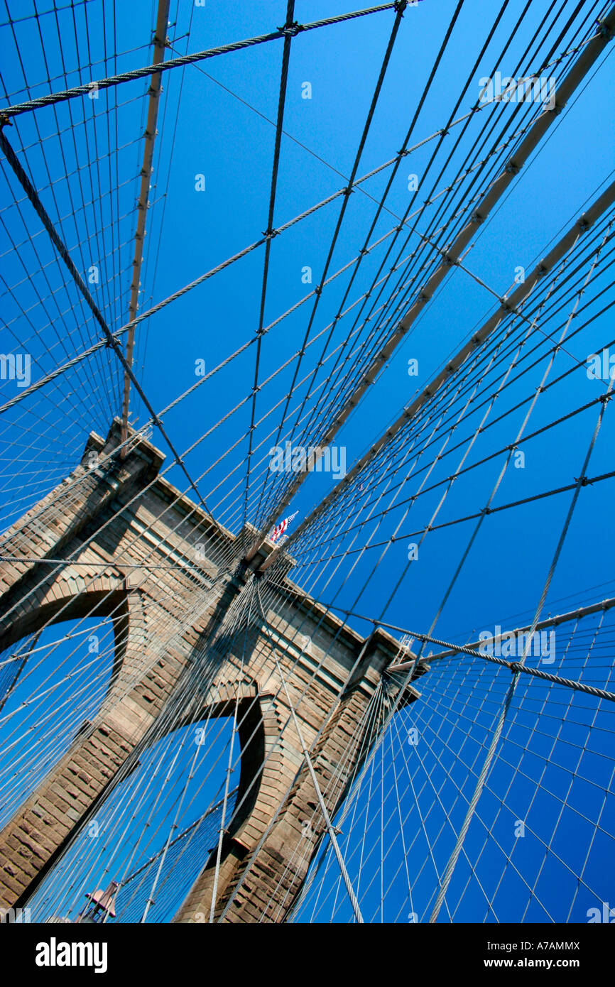 Brooklyn Bridge with blue sky Stock Photo - Alamy