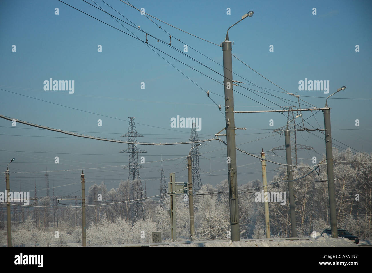 Power poles near the West Siberian city of Chelyabinsk Stock Photo - Alamy