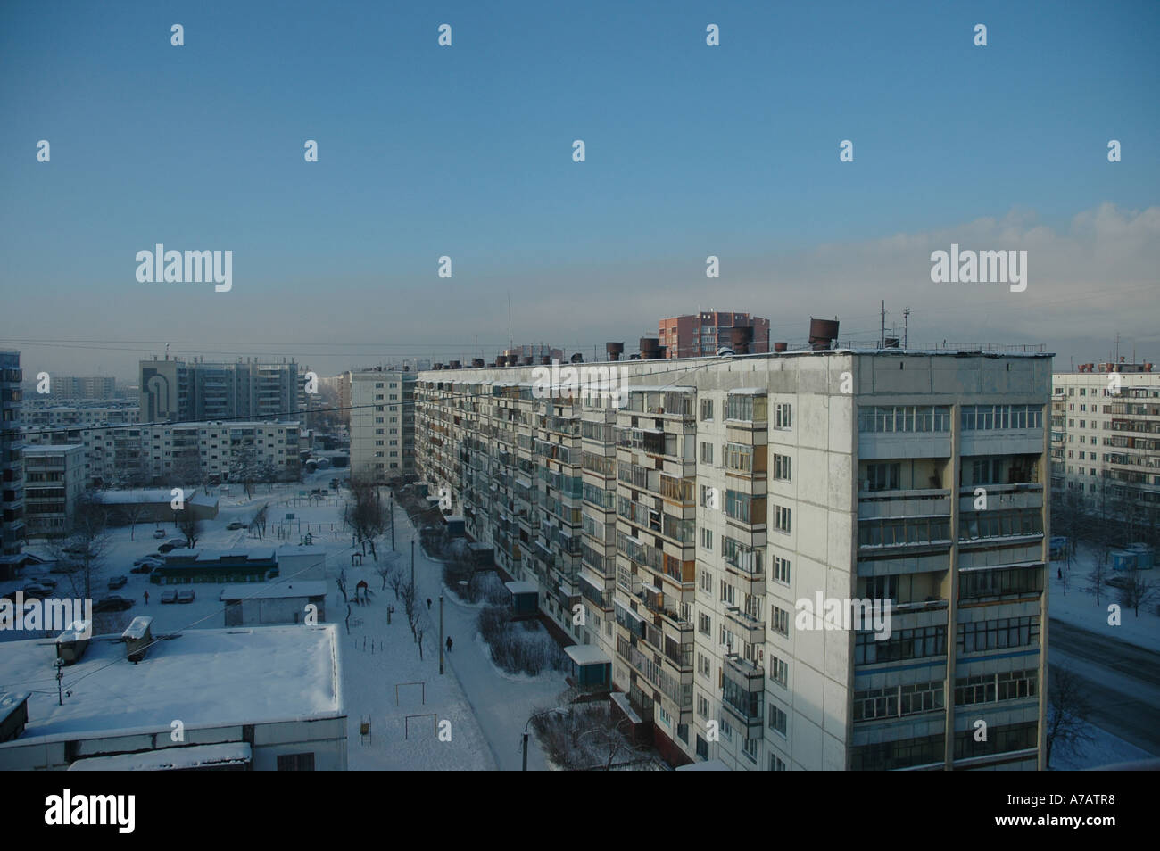 Residential area with buildings made with precast concrete slabs in the ...