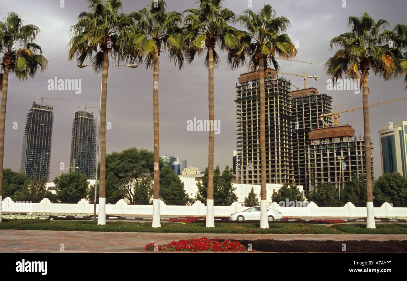 Skyscrapers under construction in Doha Qatar Stock Photo - Alamy
