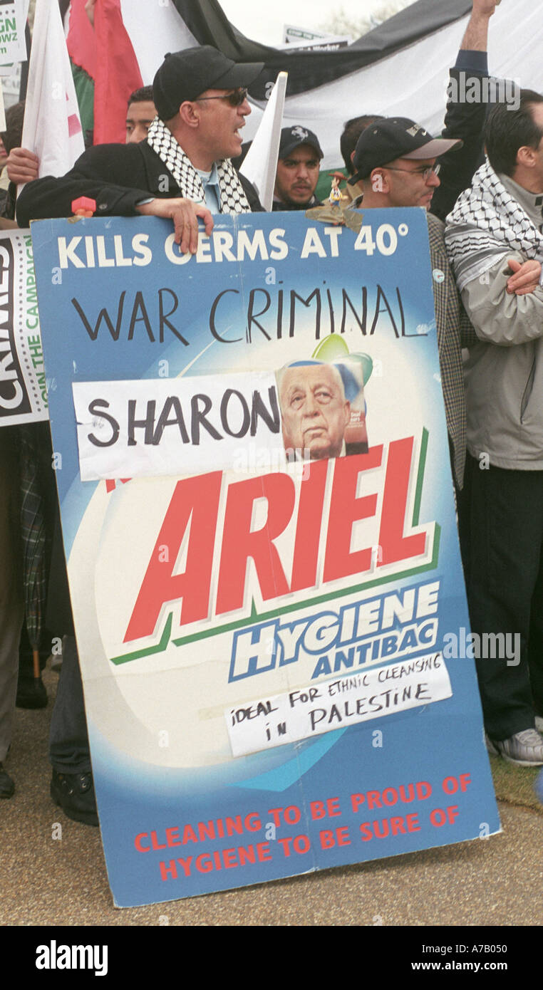 Free Palestine demonstration London UK Ariel Sharon washing powder ...