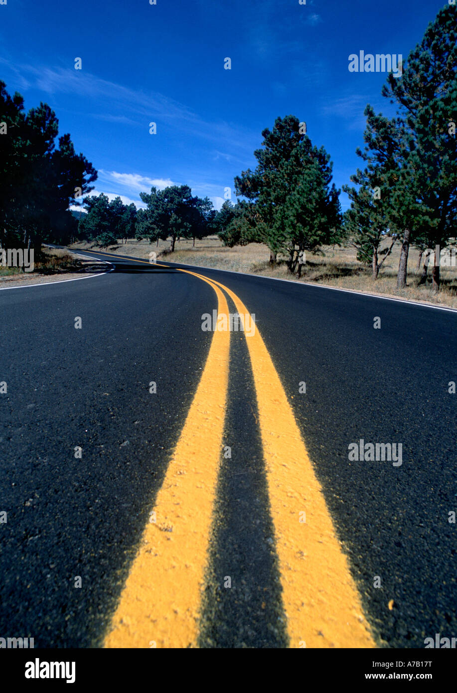 Freshly paved road in Colorado Stock Photo - Alamy