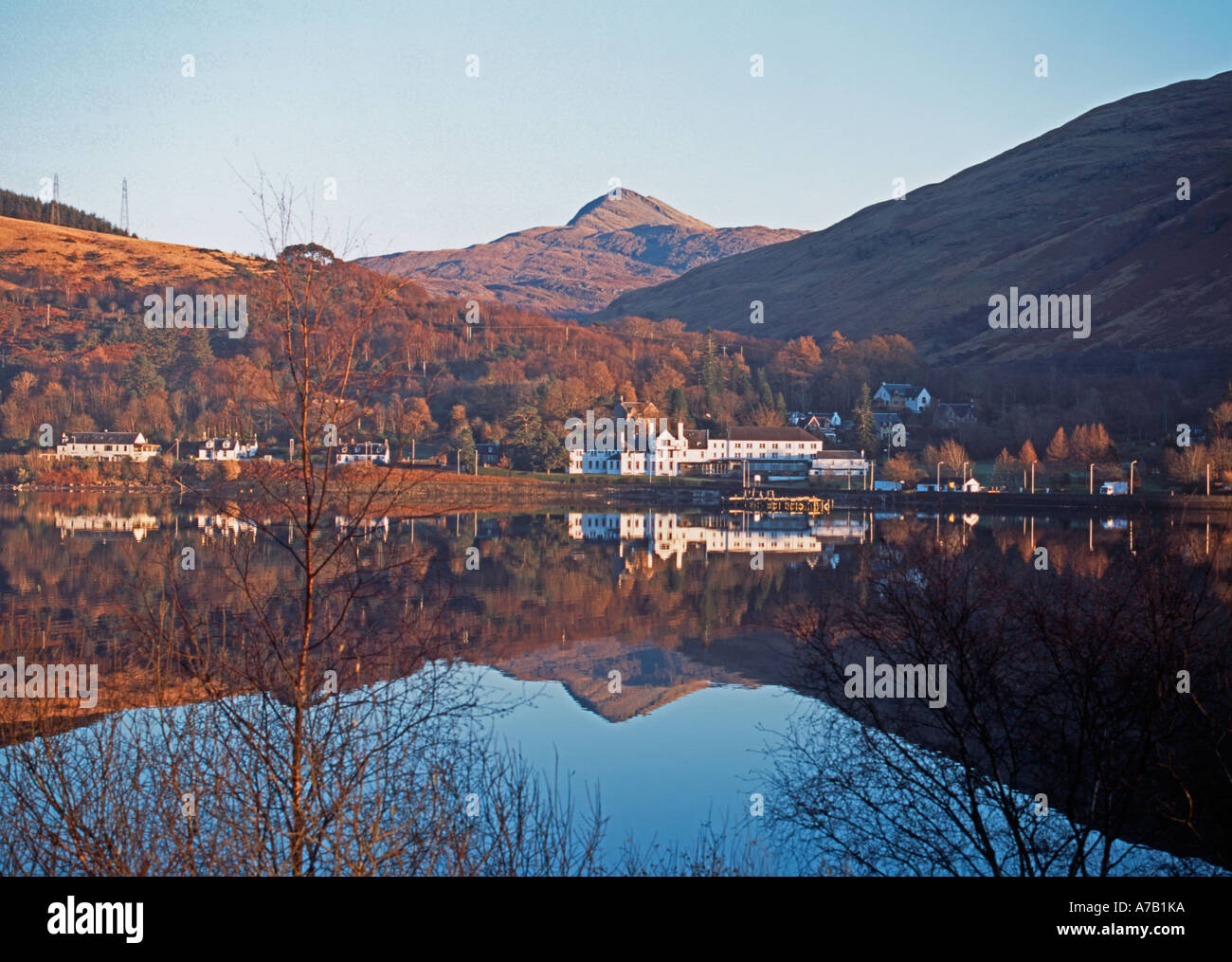 A view across Loch Long to Arrochar with the characteristic cone shape ...
