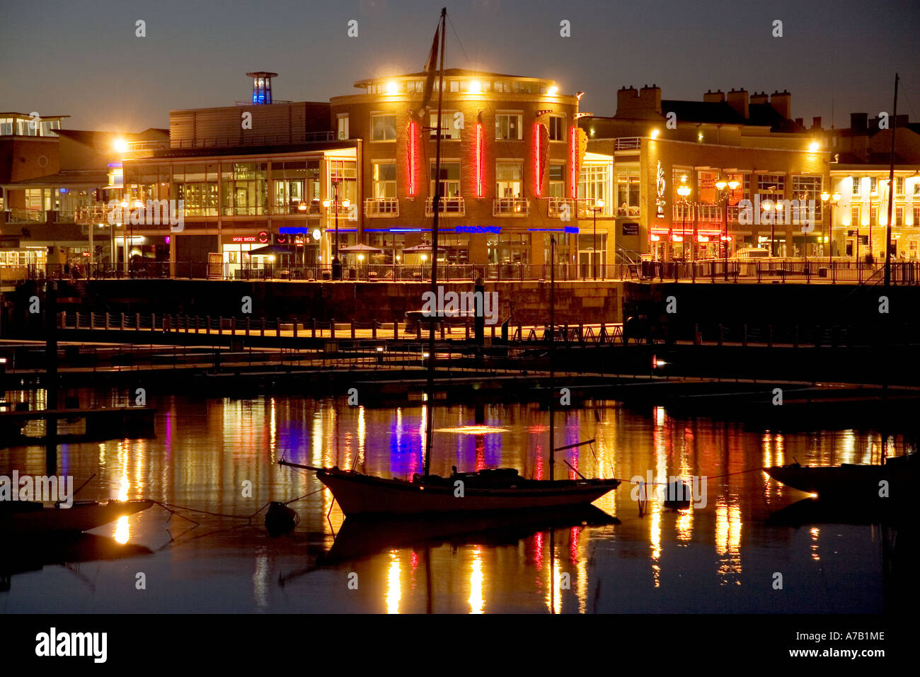 Cardiff bay mermaid quay night hi-res stock photography and images - Alamy