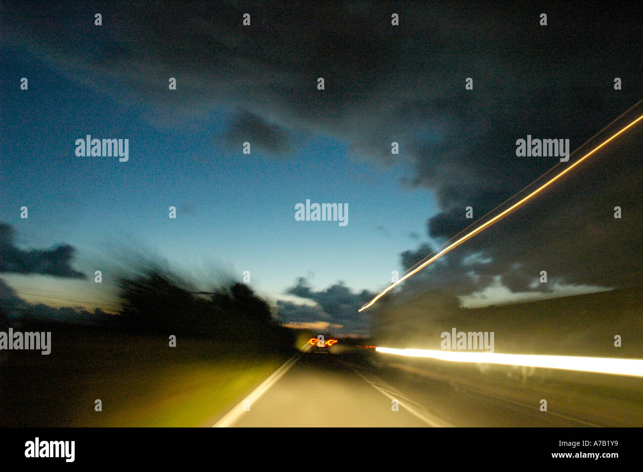 Travelling in Countryside at Night Mid Wales Stock Photo - Alamy