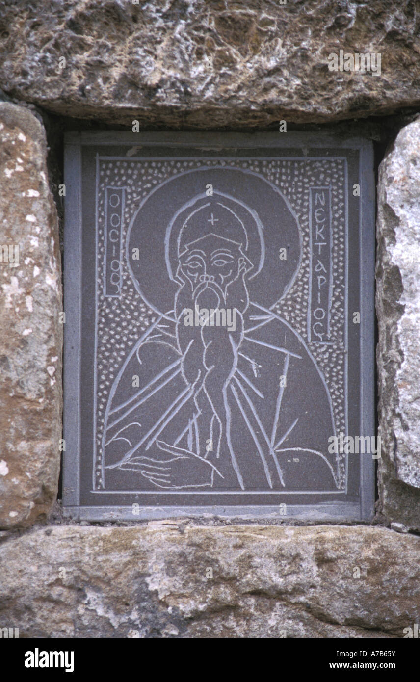 Greece, Meteora, Engraved Window of Priest Stock Photo - Alamy