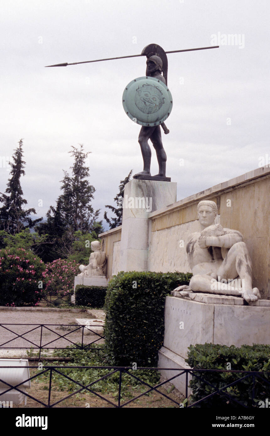 Greece Local Caption Athens Thermopile Battle Monument Stock Photo - Alamy