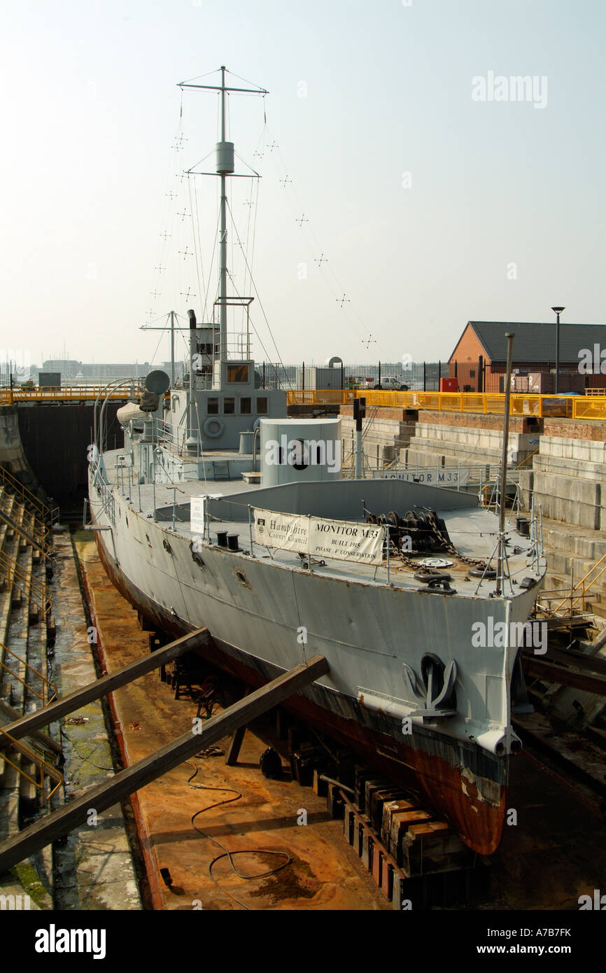 Monitor M33 1915 HMS Minerva Dry dock Portsmouth England UK The only ...