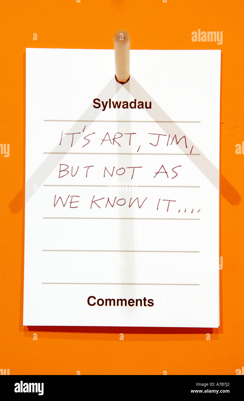 Visitor comments board for Artes Mundi Wales International Visual Art ...