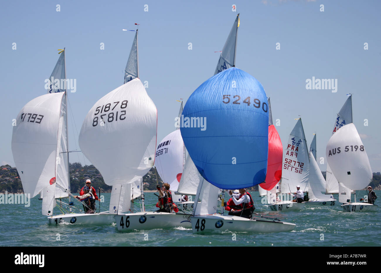 Yachts competing in the International 420 Class World Championships at ...