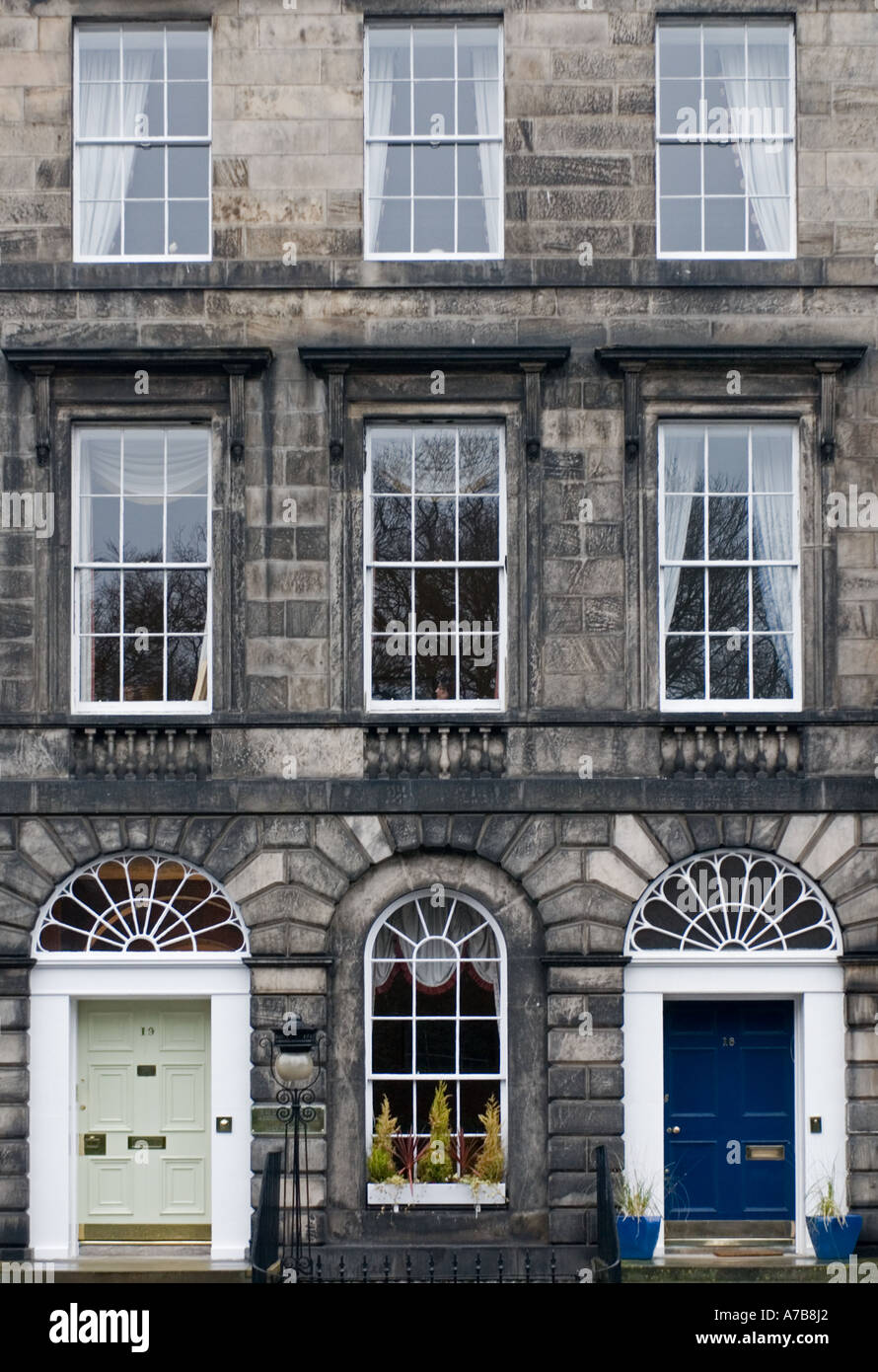 Detail of handsome stone buildings in Heriot Row in New Town district ...