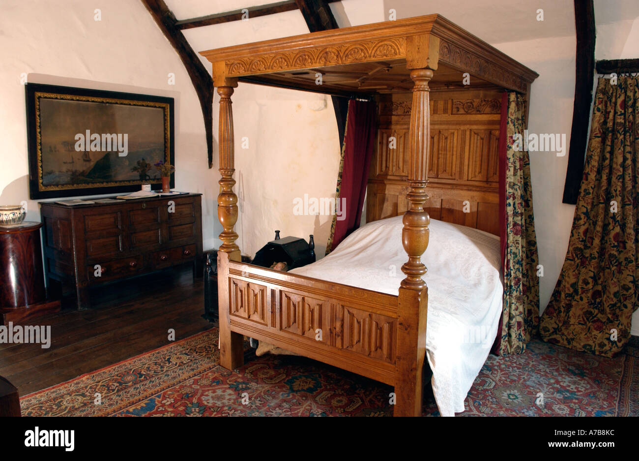 Interior of the Tudor Merchants House in Tenby Pembrokeshire West Wales ...
