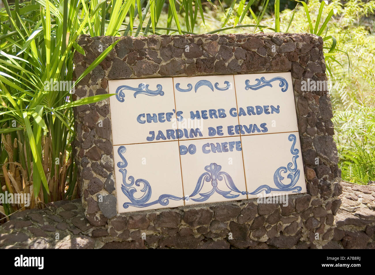 Close up of Herb garden sign Funchal Madeira Portugal EU Europe Stock ...