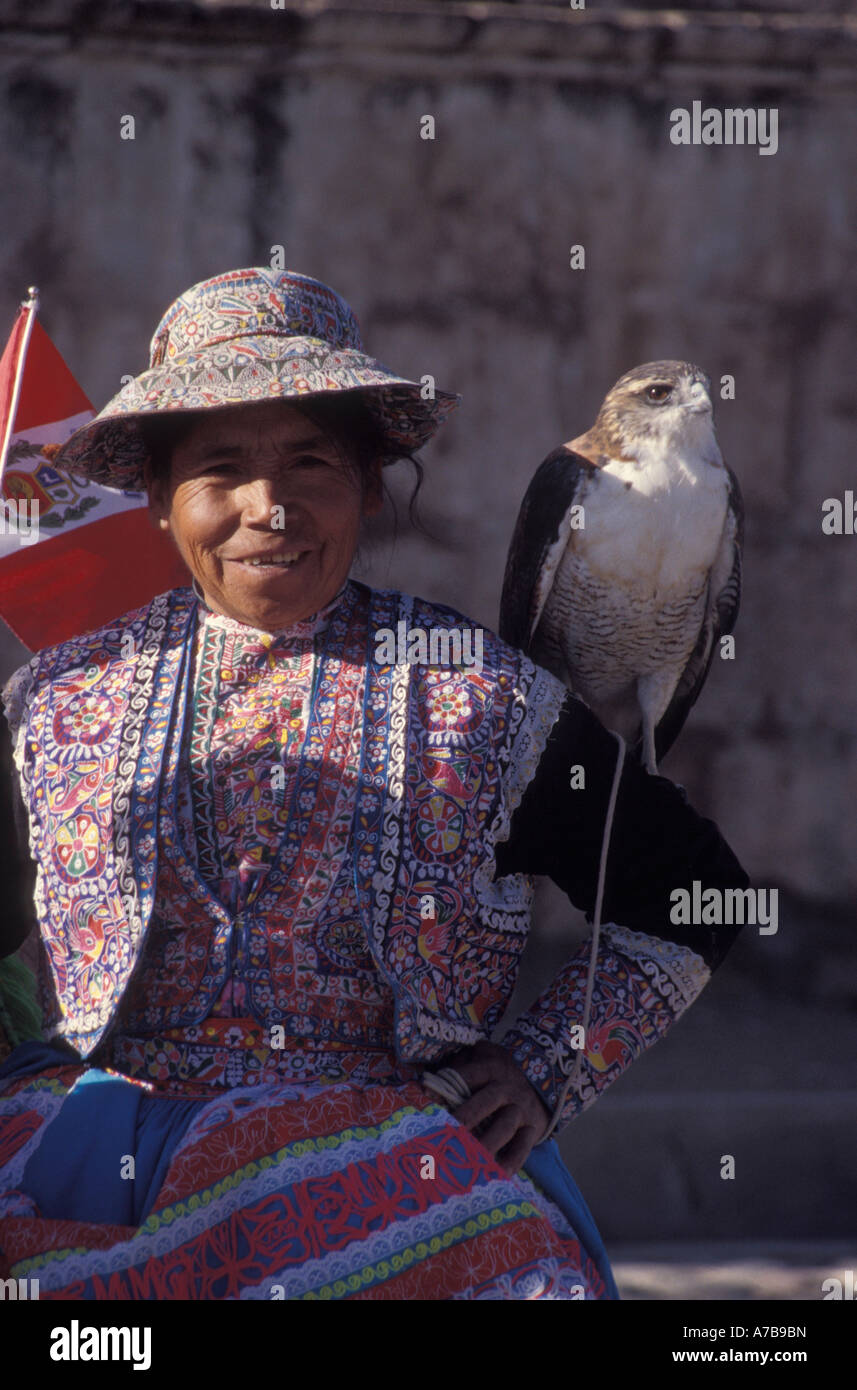 Peru Local Caption Colca Canyon Cabana Tribe woman in local dress with ...