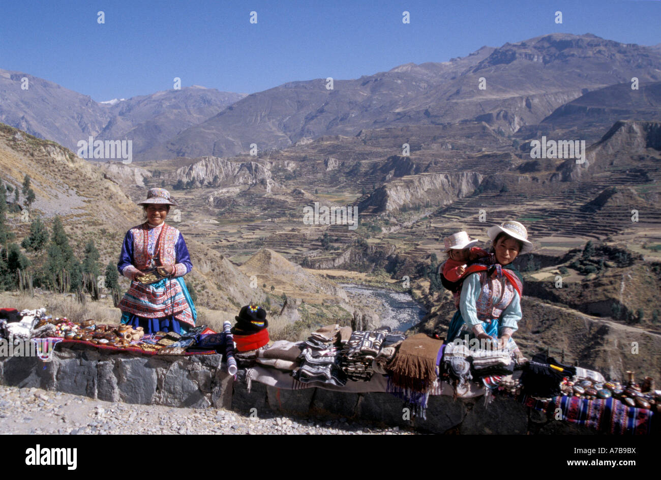 Peru Local Caption Colca Canyon Cabana Tribe Stock Photo - Alamy