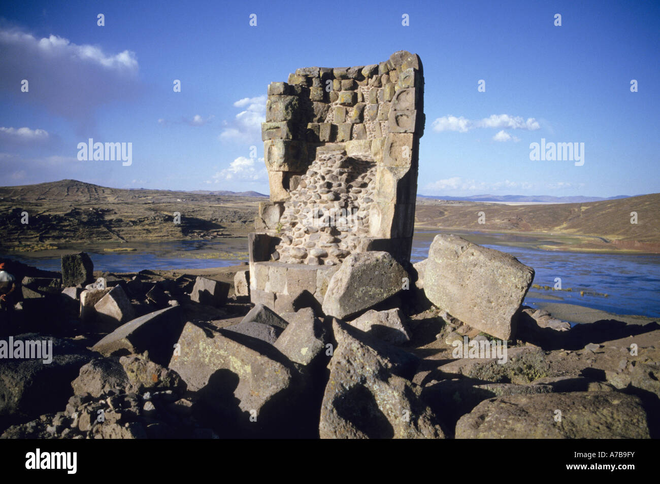 Peru Local Caption Puno Sillustani The Tower Burial Site Sacred Ruins ...