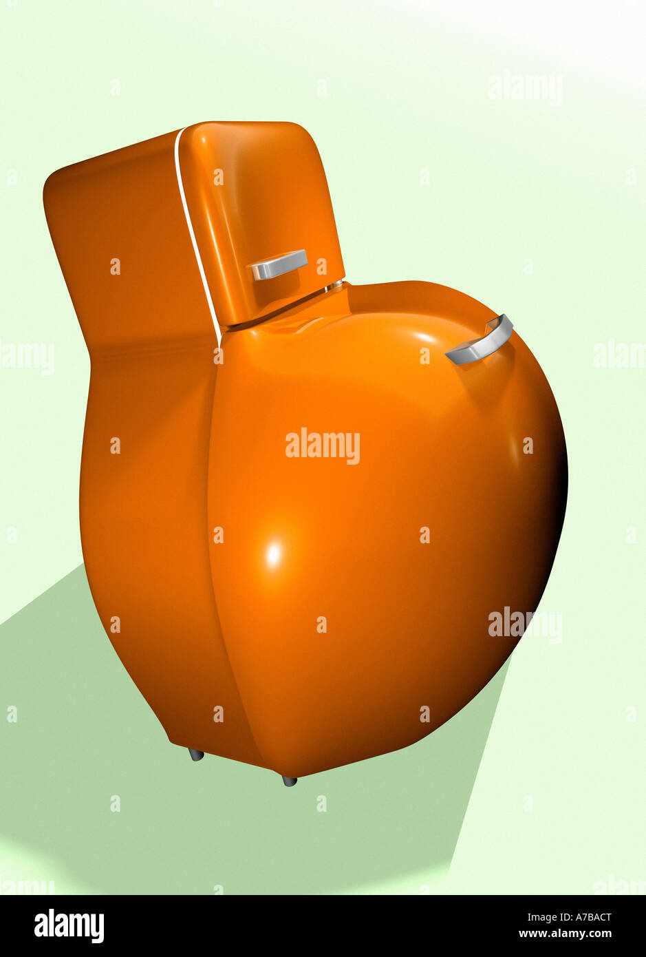 Friendly comical looking fat fridge Stock Photo - Alamy