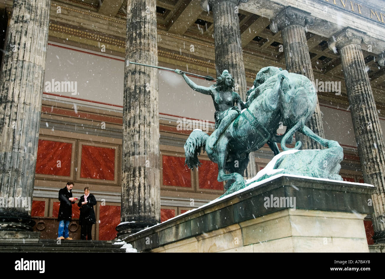 Exterior sculpture and columns of Altes Museum in Berlin Germany Stock ...