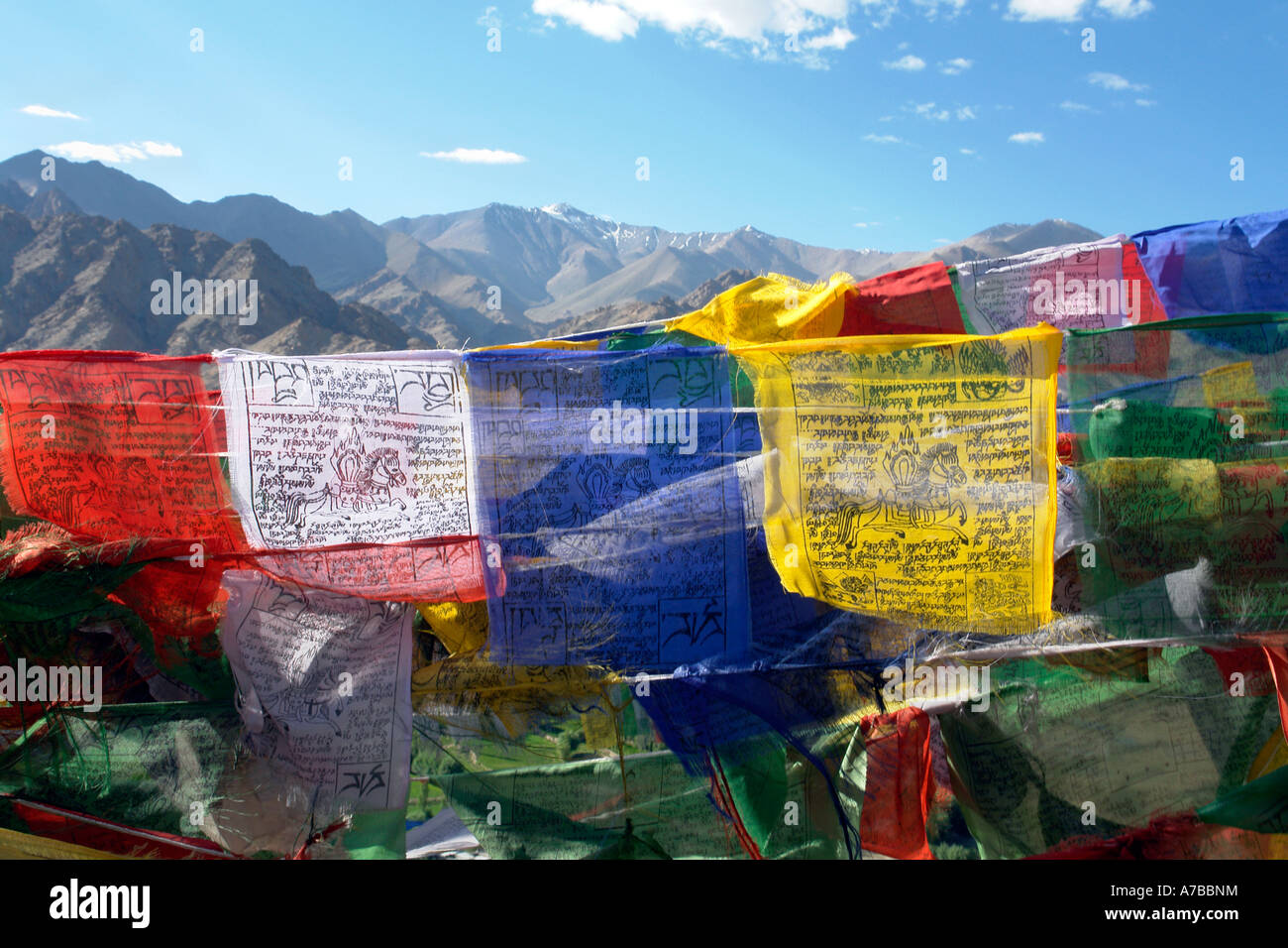 prayer flags little tibet Stock Photo - Alamy