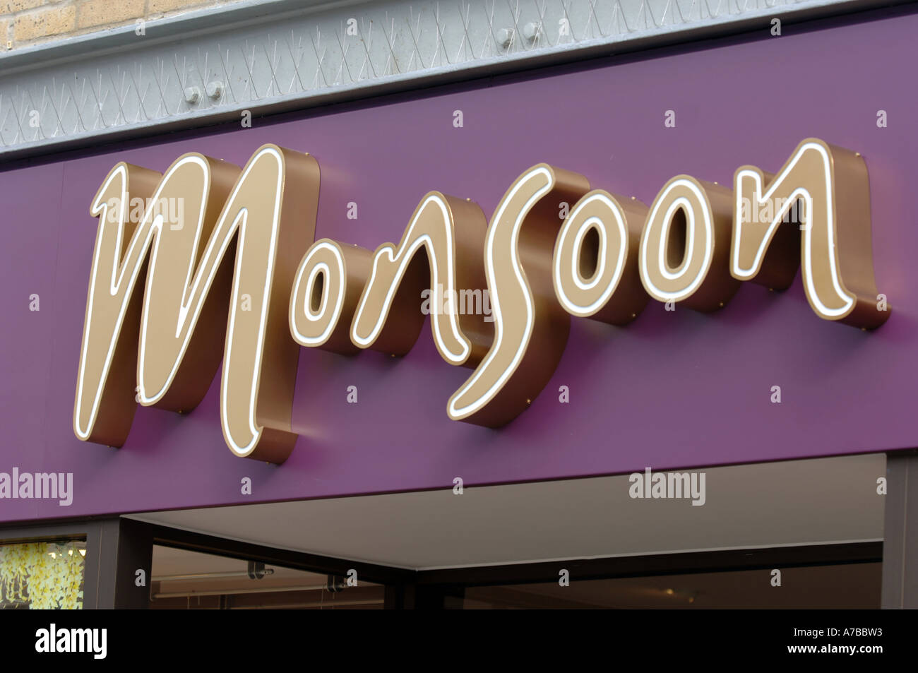 Monsoon shop sign, Britain UK Stock Photo - Alamy