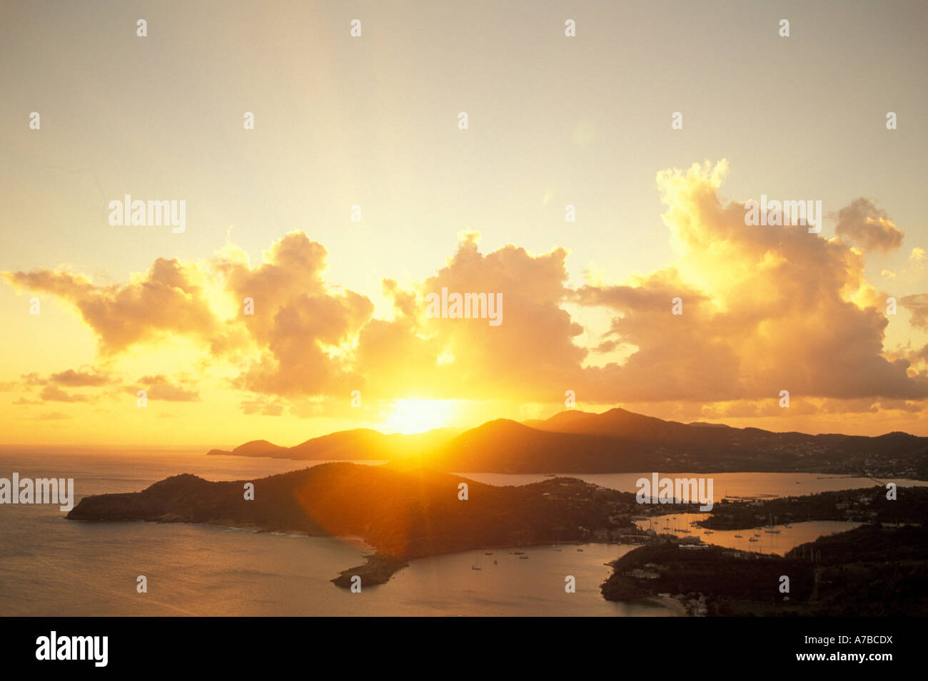 Sunset over English Harbour, Antigua Stock Photo - Alamy