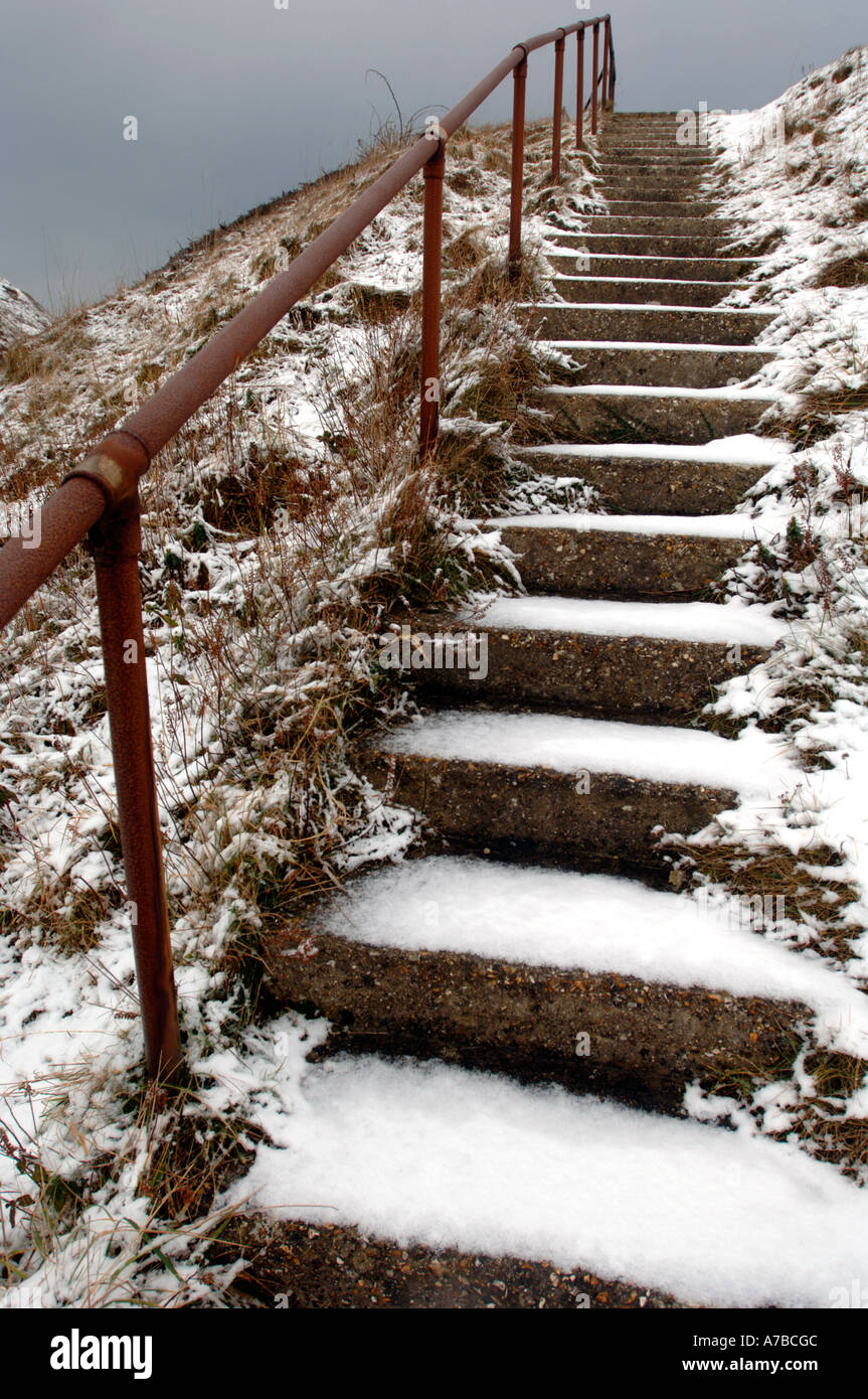 Snow on steps Stock Photo - Alamy