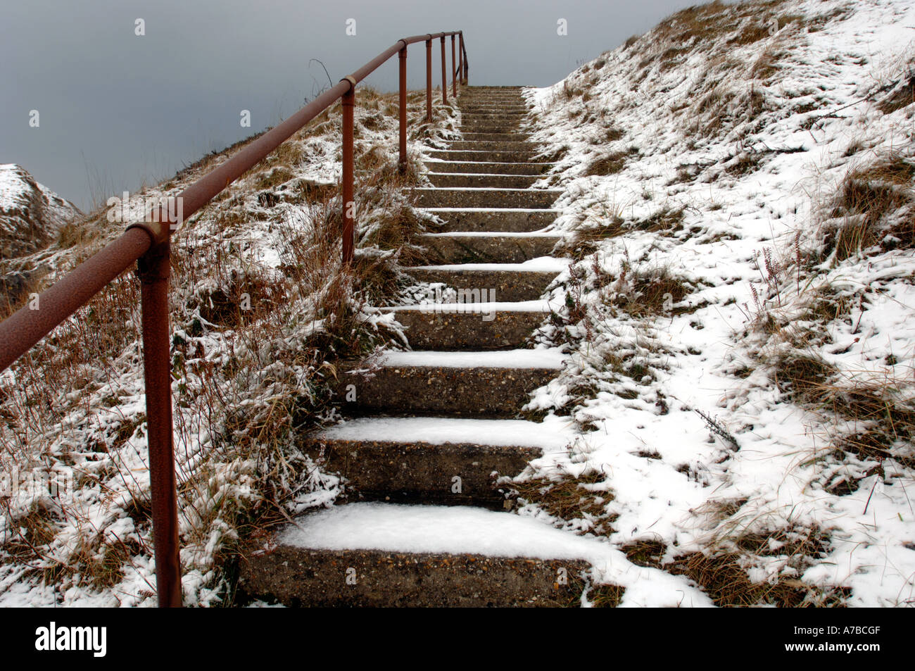 Snow on steps Stock Photo - Alamy