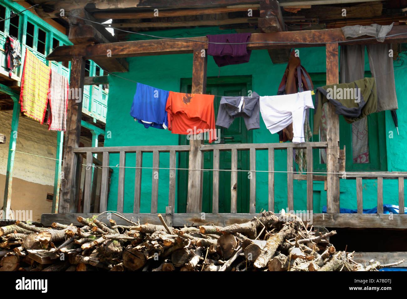 balcony and washing - vashisht Stock Photo - Alamy