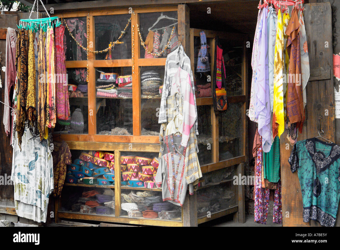 manali clothes store Stock Photo - Alamy