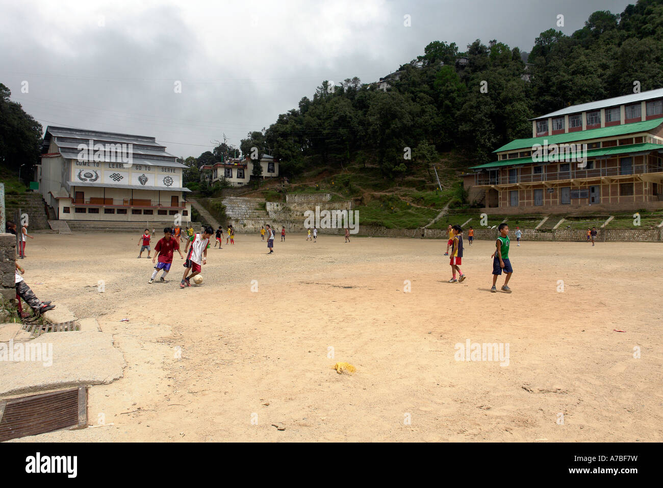 playing field at tibetan childrens village Stock Photo - Alamy