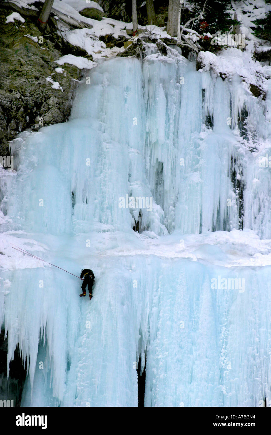 Ice falls climber Stock Photo - Alamy