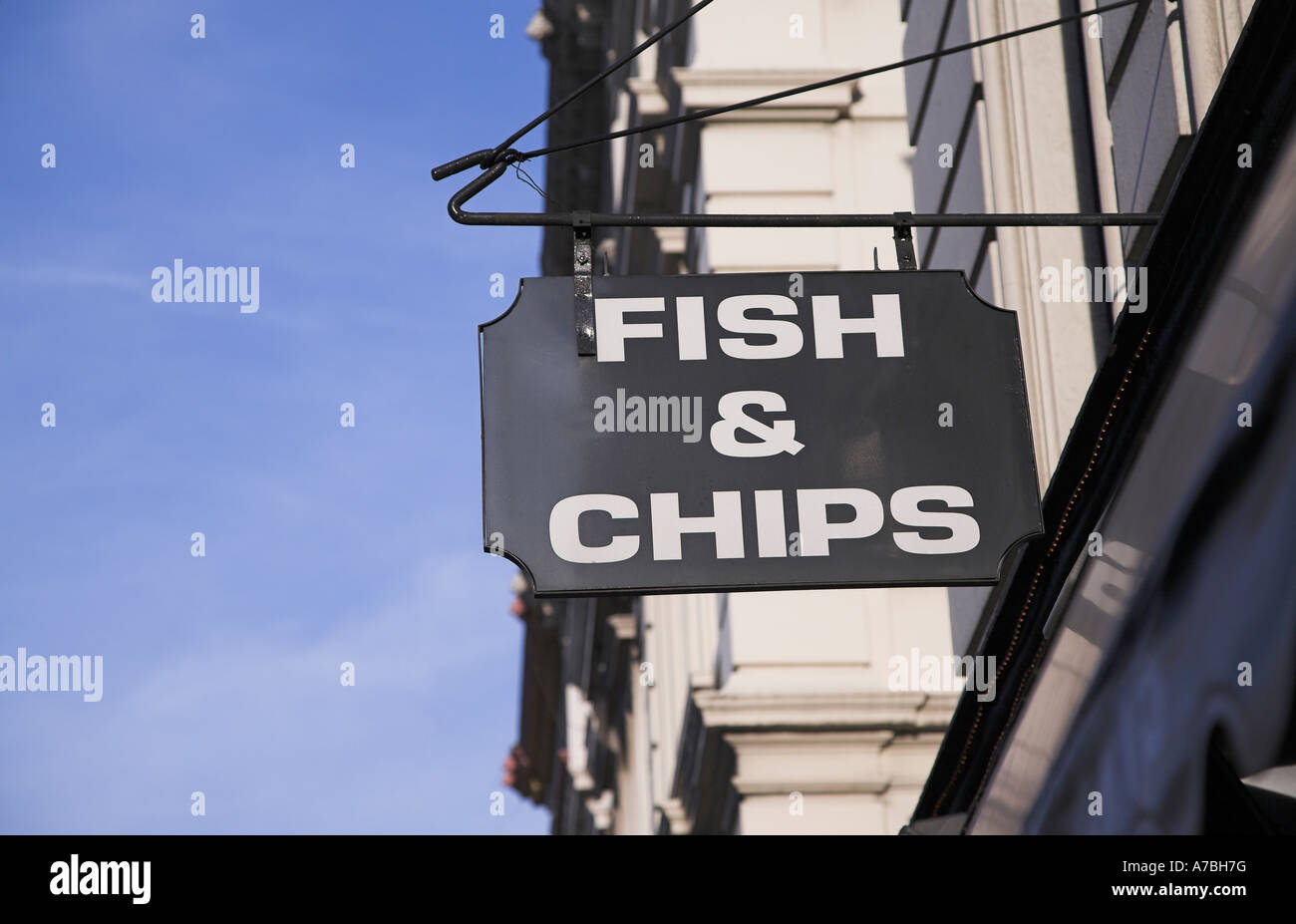 Fish & Chips shop sign Stock Photo - Alamy