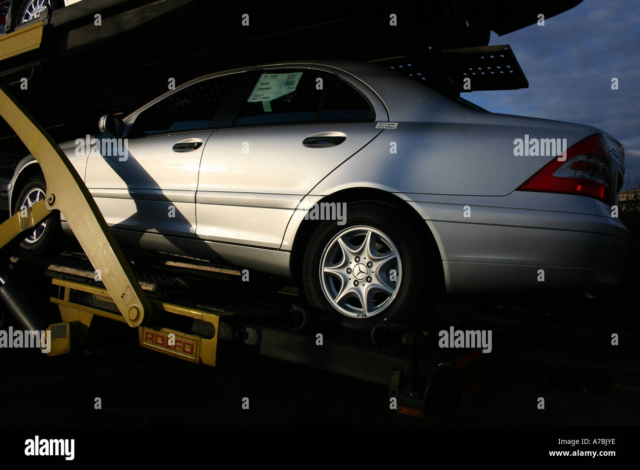 mercedes car being transported from factory to dealer. (c) by uli nusko ...