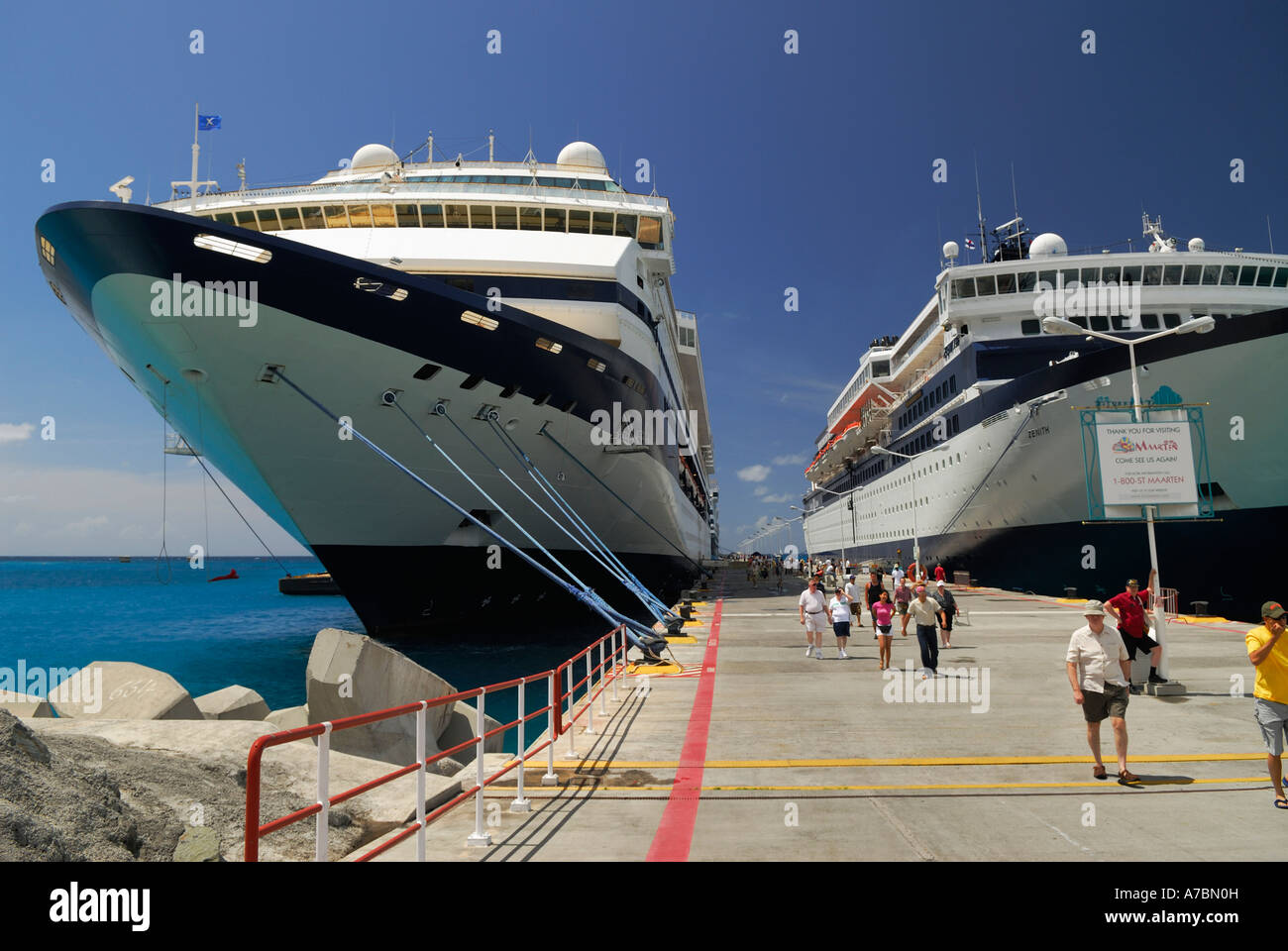 Cruise ships docked at AC Wathey Pier and Port Facility Philipsburg ...