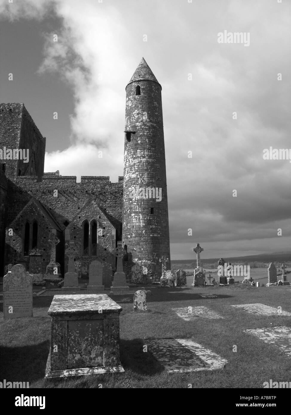 Ancient stone round tower Black and White Stock Photos & Images - Alamy