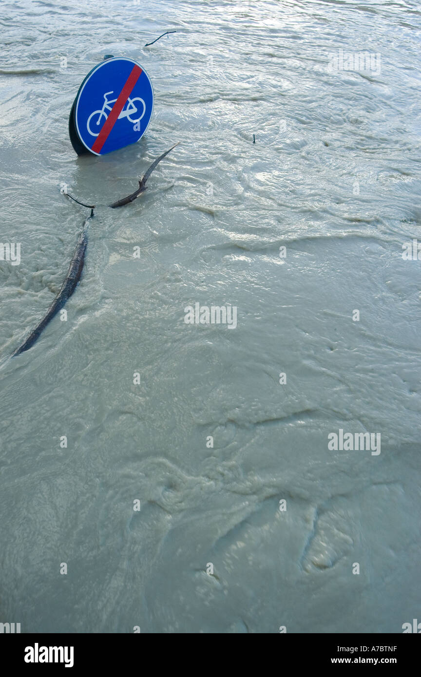flooded bicycle sign Stock Photo - Alamy