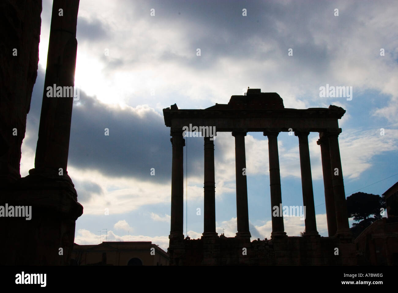 monument, columns, archeology, ancient, rome, large, rock, sky, dark ...