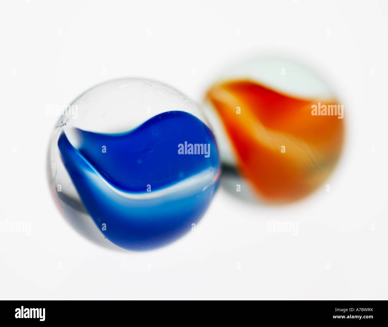 two balls, white background, glass, transparent, colored, small, hard ...