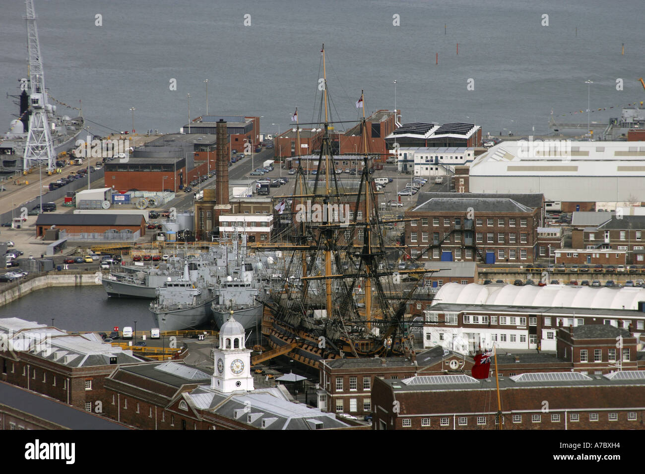 Royal Navy Historic Dockyard at Portsmouth Naval Base HMS Victory Stock ...