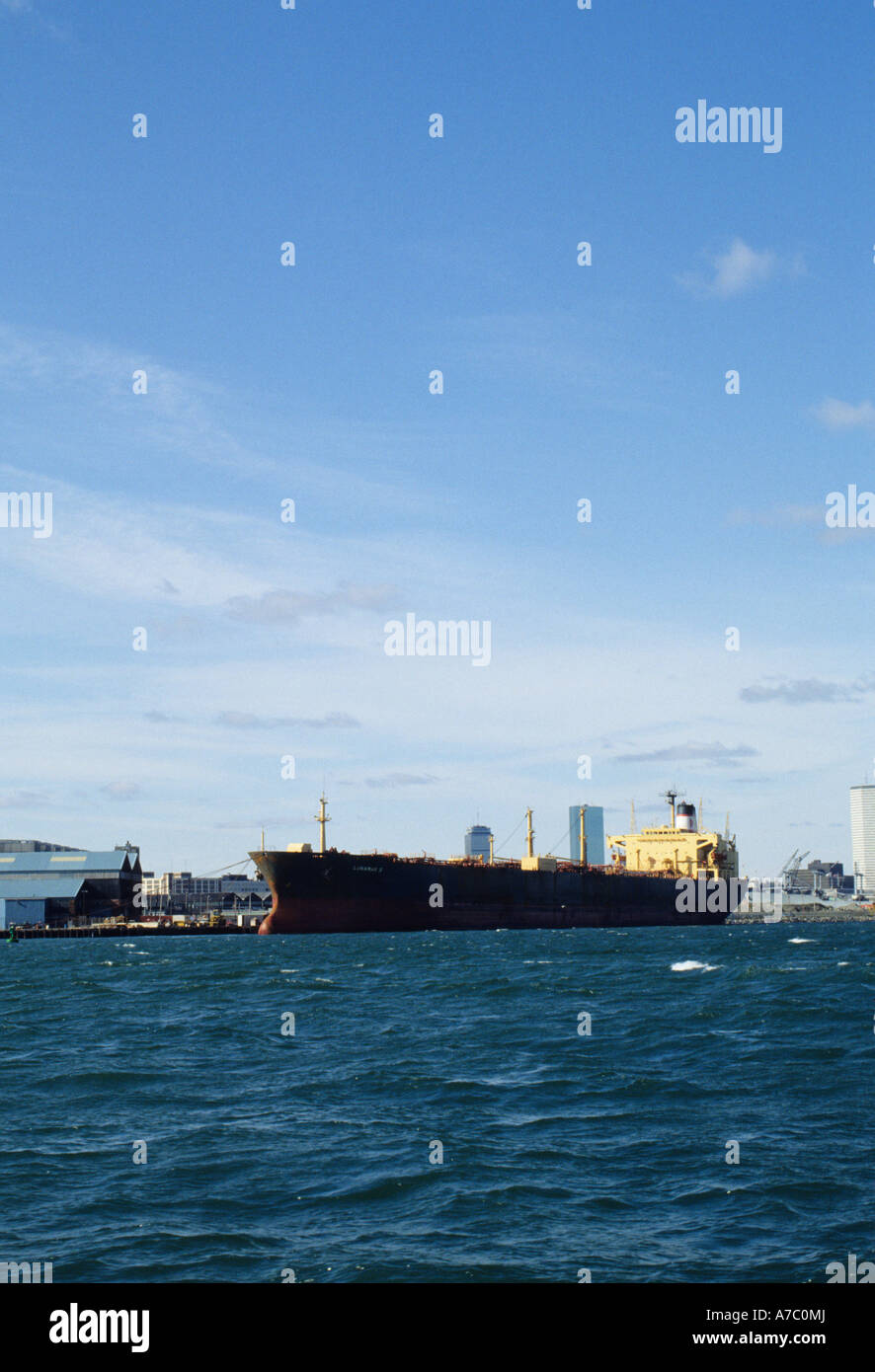 Ocean Freighter Docked at Pier in Boston Harbor USA Stock Photo - Alamy