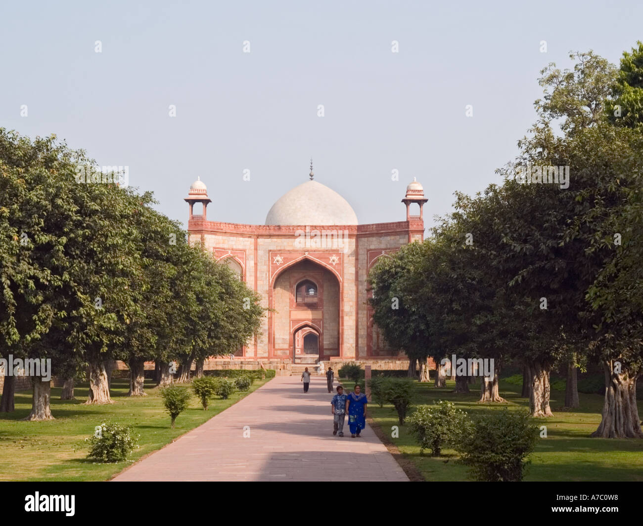 Western Gate to Humayun's Tomb Garden with dome of tomb rising behind ...