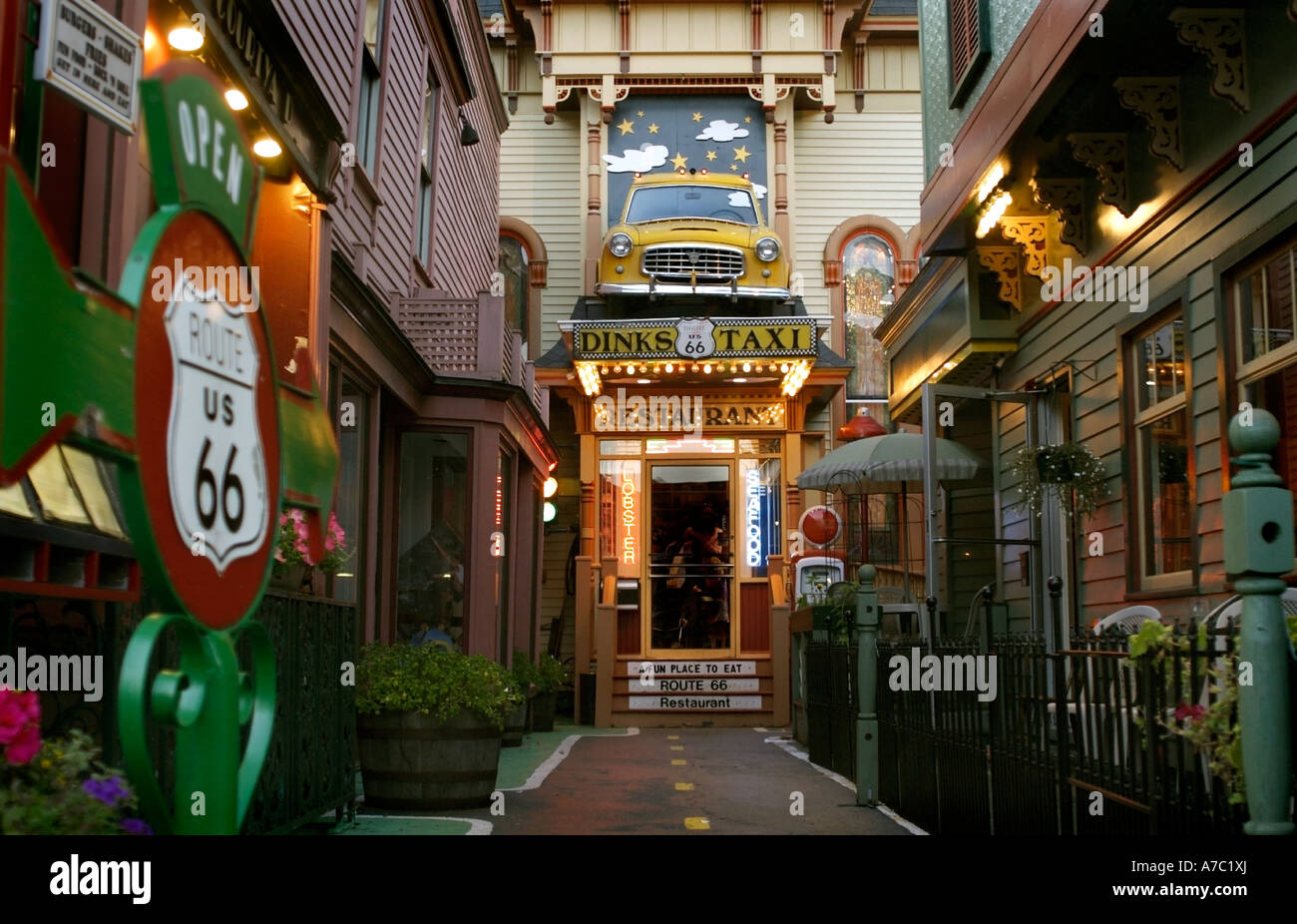 Entrance to Route 66 restaurant in Bar Harbour, Maine, USA Stock Photo ...